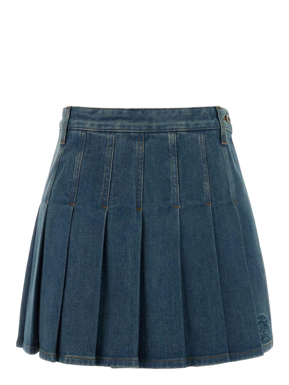 BURBERRY Burberry Pleated Denim Mini Skirt